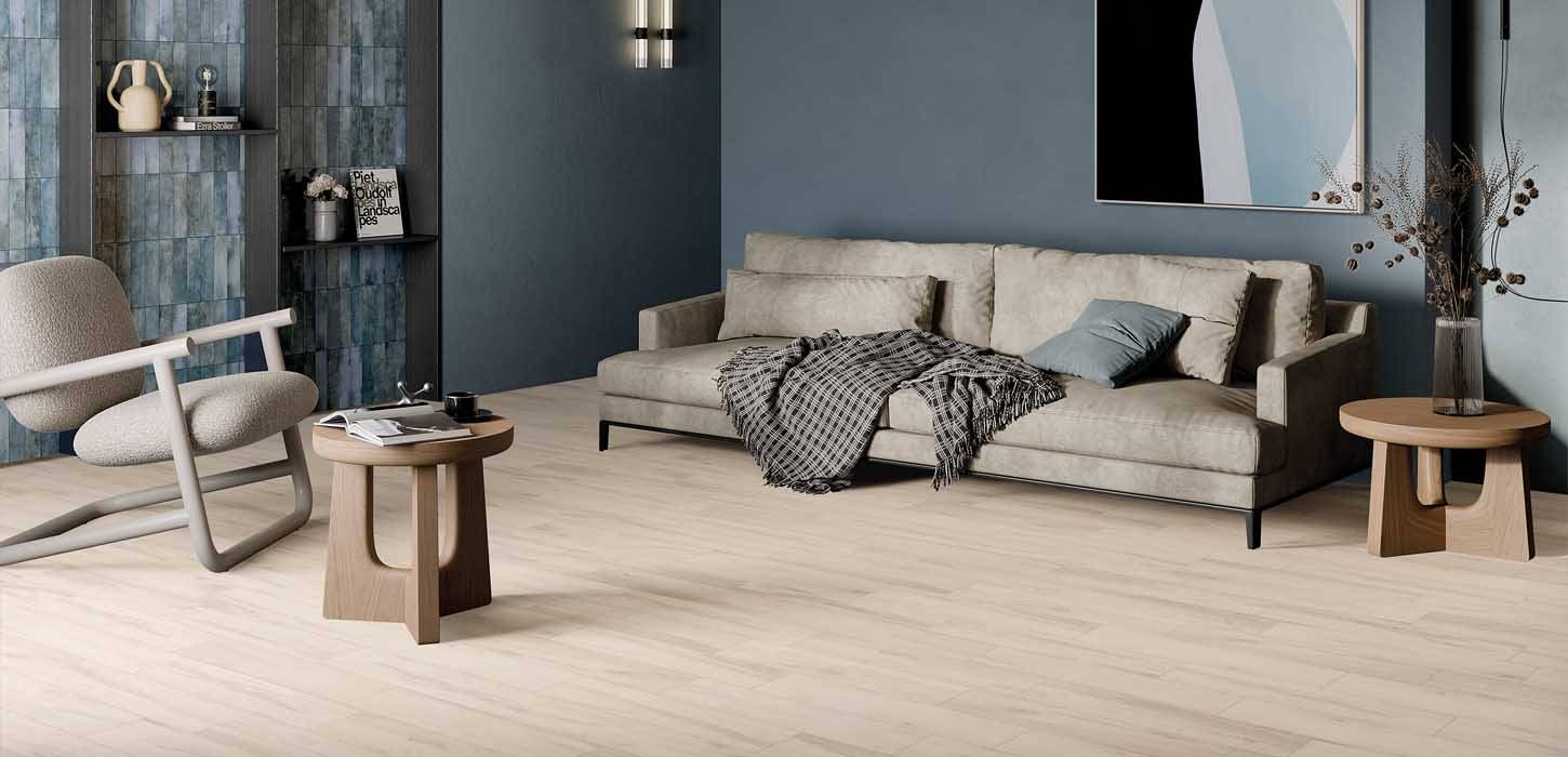 Visual, ceramic wood tile with six patterns Visual